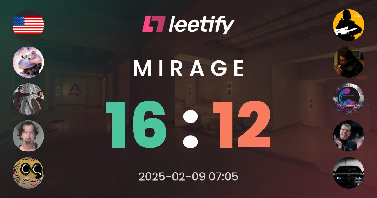 16 : 12 on Mirage – Leetify